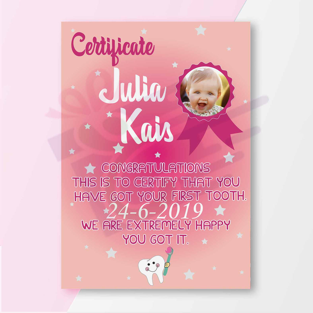 First tooth girl certificate 01 – 5ouza3balat