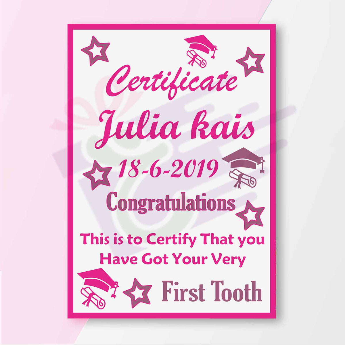 First tooth girl certificate 05 – 5ouza3balat
