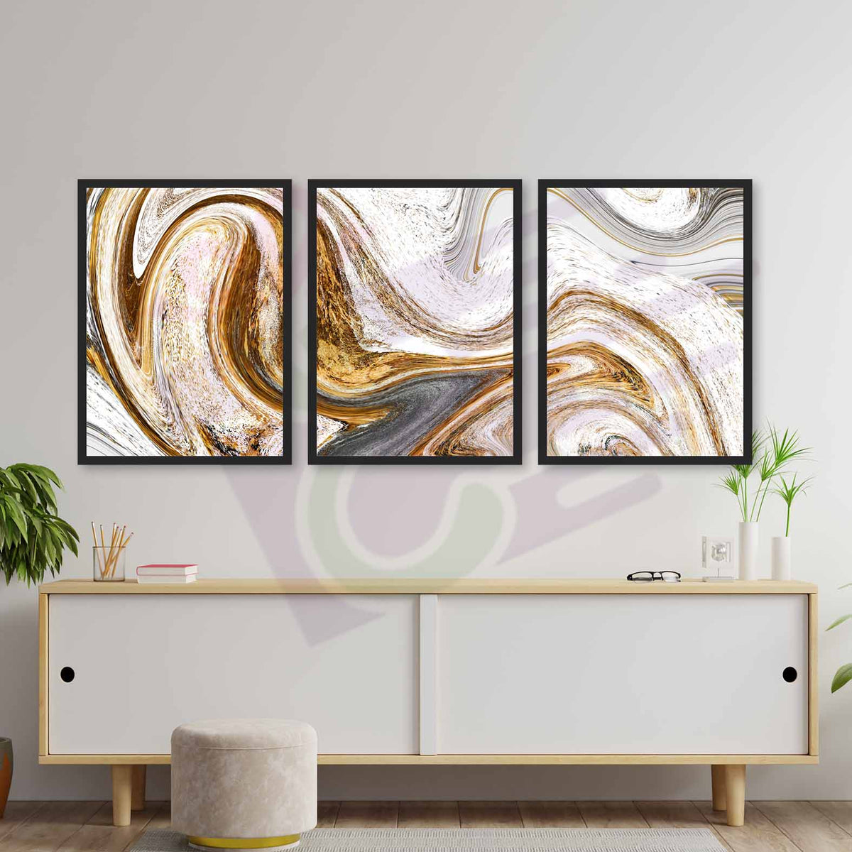 Gold and white marble tableau – 5ouza3balat